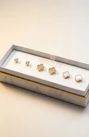 Argento Vivo Set Of 3 Clover Motif Earrings