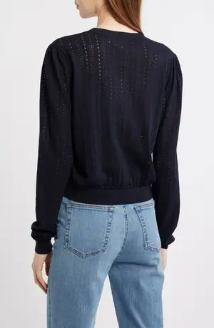 FRAME Cotton & Modal Pointelle Sweater
