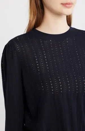 FRAME Cotton & Modal Pointelle Sweater