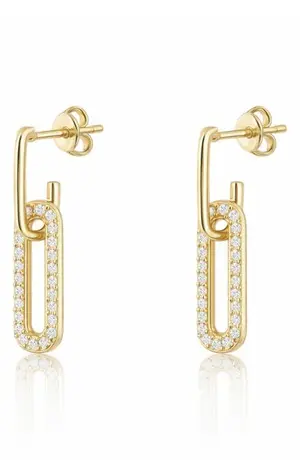 Argento Vivo Paper Clip Pavé Linear Drop Earrings - Gold