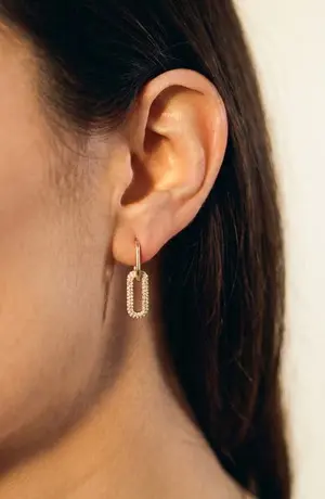 Argento Vivo Paper Clip Pavé Linear Drop Earrings