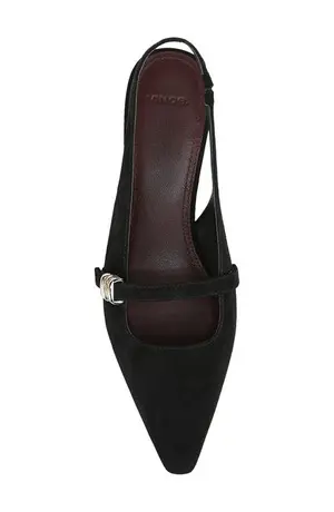 Vince Sonya Kitten Heel Pointed Toe Slingback Sandal - Black Suede