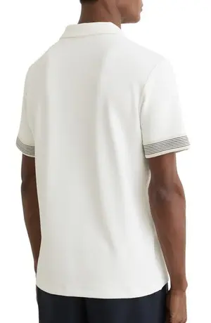 REISS Bruno Quarter Zip Polo - White
