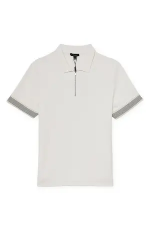 REISS Bruno Quarter Zip Polo - White