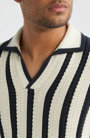 REISS Duncan Stripe Polo Sweater