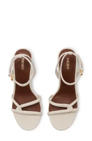 REISS Annabelle Suede Ankle Strap Stiletto Sandals - White