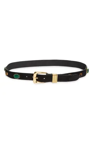 Veronica Beard Embellished Leather Arc Belt