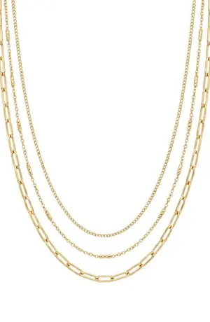 Argento Vivo Triple Layer Chain Necklace - Gold