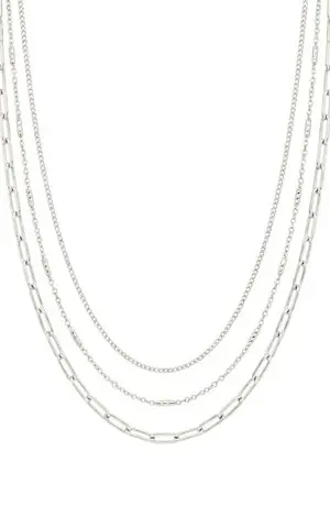 Argento Vivo Triple Layer Chain Necklace - Silver