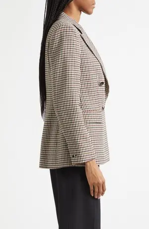 REISS Solene Houndstooth Check Wool Blend Jacket