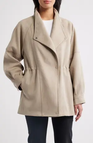 Sam Edelman Faux Suede Jacket - Bone
