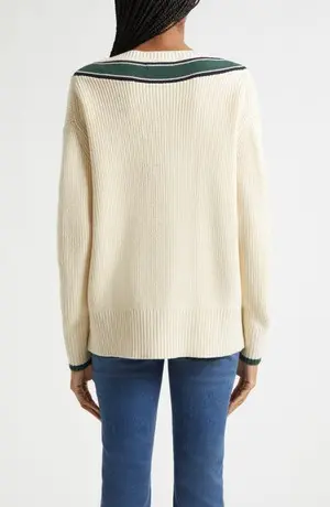 Veronica Beard Jovren Contrast Detail V-neck Sweater