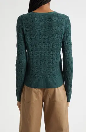 Veronica Beard Elysia Pointelle Cotton & Cashmere Cardigan