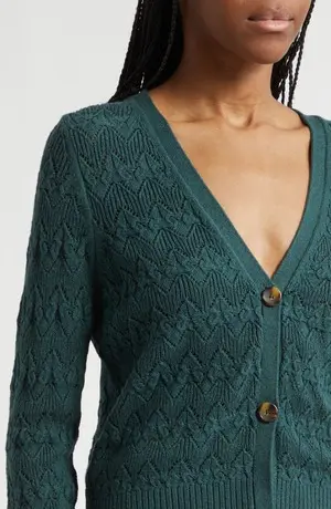 Veronica Beard Elysia Pointelle Cotton & Cashmere Cardigan