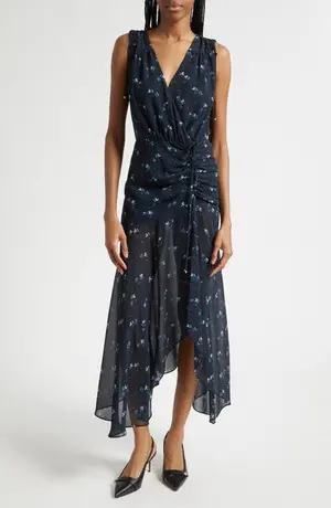 Veronica Beard Dovima Floral Sleeveless Asymmetric Maxi Dress