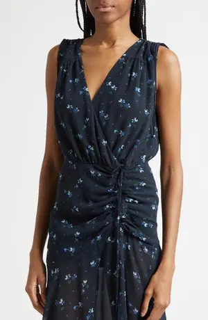 Veronica Beard Dovima Floral Sleeveless Asymmetric Maxi Dress