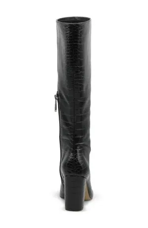 CHARLES DAVID Bart Knee High Boots - Black Croc