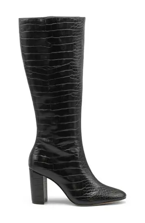 CHARLES DAVID Bart Knee High Boots - Black Croc