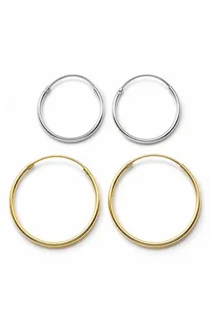 Argento Vivo Set Of 2 Endless Hoop Earrings