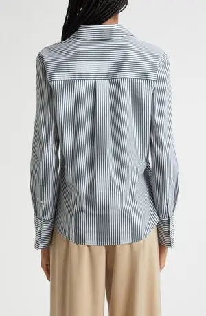 Veronica Beard Perezzi Stripe Asymmetric Button-up Shirt