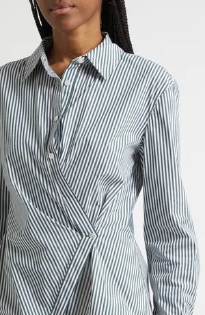 Veronica Beard Perezzi Stripe Asymmetric Button-up Shirt