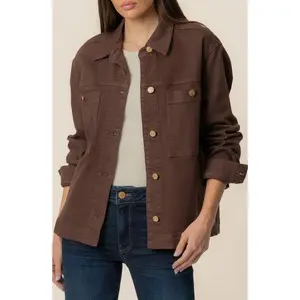 Kut From The Kloth Barb Stretch Cotton Shirt Jacket - Chocolate