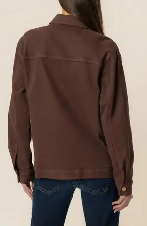 Kut From The Kloth Barb Stretch Cotton Shirt Jacket - Chocolate
