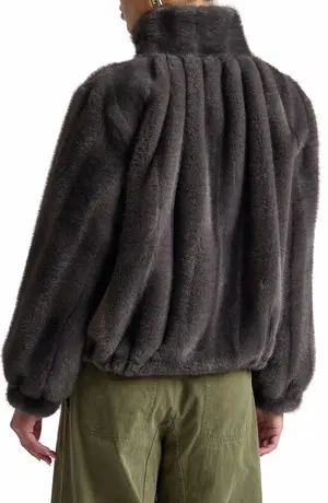 Avec Les Filles Crop Faux Fur Jacket