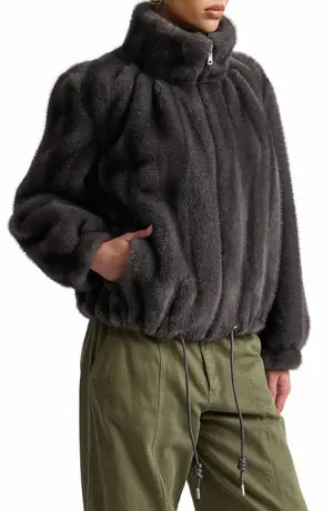 Avec Les Filles Crop Faux Fur Jacket