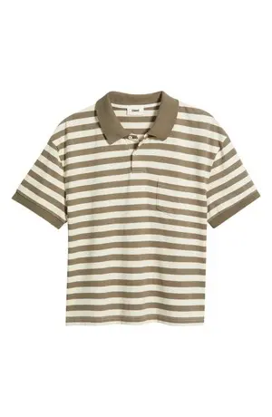 ELWOOD Stripe Distressed Crop Cotton Polo - Brown Stripe