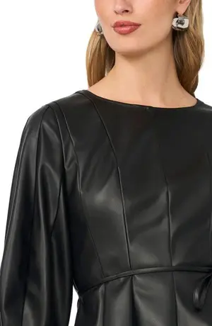 Vince Camuto Seamed Faux Leather Top