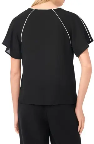 Vince Camuto Piped Flutter Sleeve Top