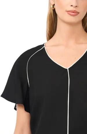 Vince Camuto Piped Flutter Sleeve Top