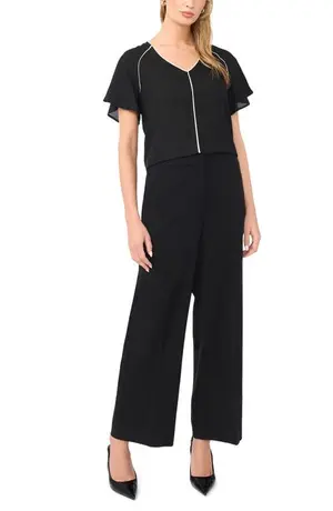Vince Camuto Piped Flutter Sleeve Top