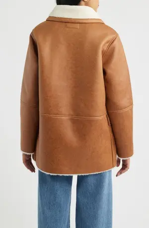 Bernardo Double Breasted Faux Shearling Coat