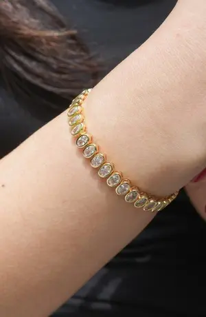Argento Vivo Oval Cubic Zirconia Bezel Tennis Bracelet