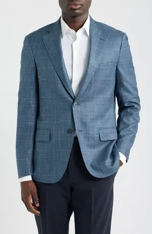 HERITAGE GOLD Teal & Blue Plaid Sport Coat - Green/blue