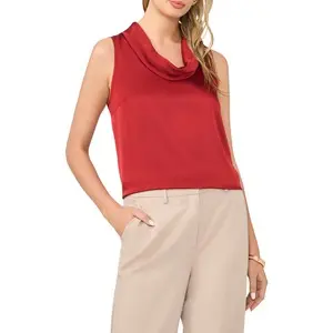 Vince Camuto Cowl Neck Satin Charmeuse Sleeveless Top - Wine