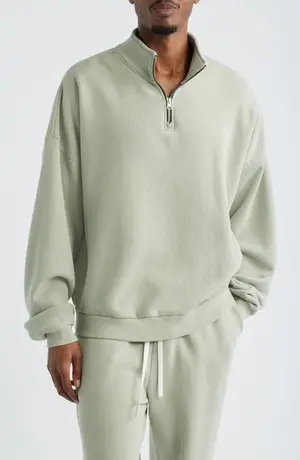 ELWOOD Organic Cotton Quarter Zip Pullover Sage