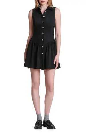 Avec Les Filles Sleeveless Faux Suede Minidress - Black