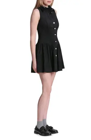 Avec Les Filles Sleeveless Faux Suede Collared Mini Dress