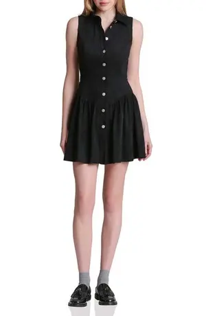 Avec Les Filles Sleeveless Faux Suede Collared Mini Dress