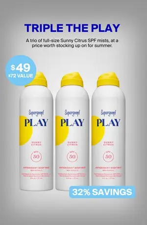 Supergoop!® Play Antioxidant Body Mist Spf 50 Sunscreen Trio $72 Value