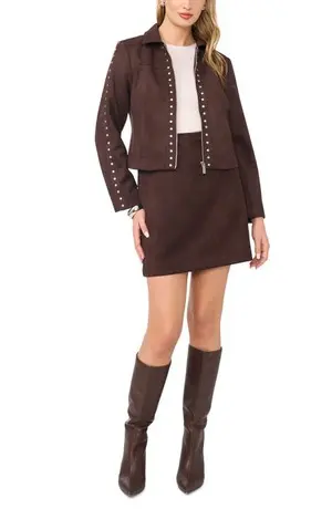Vince Camuto Studded Faux Suede Trucker Jacket