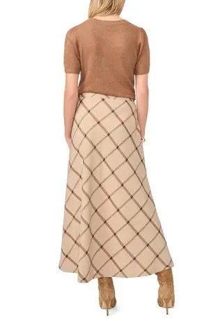 Vince Camuto Windowpane Plaid Maxi Skirt