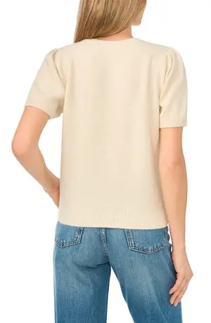 CECE DUPRAZ Short Sleeve Pointelle Sweater - Birch