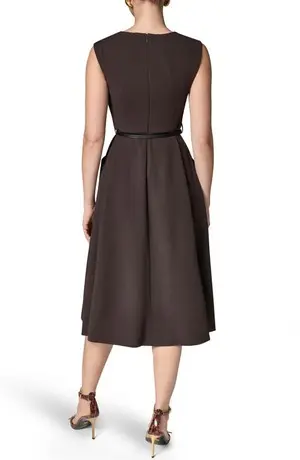 Donna Karan New York Belted Asymmetric Neck Draped Dress