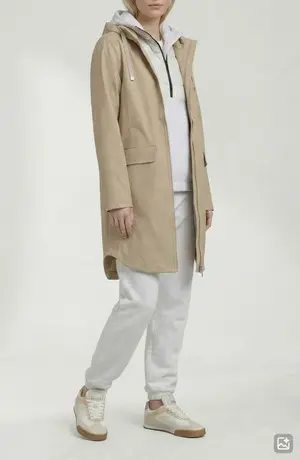 NOIZE Janae Water Repellent Hooded Raincoat - Sand