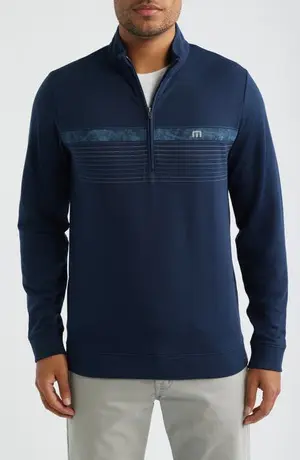 Travis Mathew Overnight Train Quarter Zip Pullover - Total Eclipse