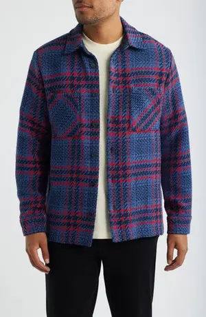 WAX LONDON Whiting Wye Check Overshirt - Navy/red